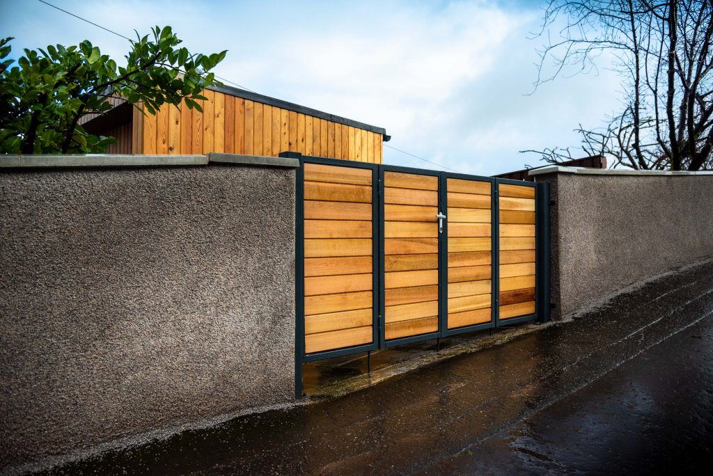 Metal Framed Timber Infill Automatic Gates - Glasgow, Scotland